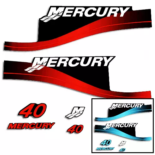 Mercury 50HP 2-takt stickerset - blauwe sticker sticker